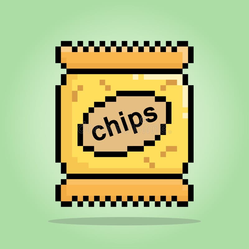 8 -bit Pixel Snacks. Packaging Foods, Chips Potato in Vector Stock ...