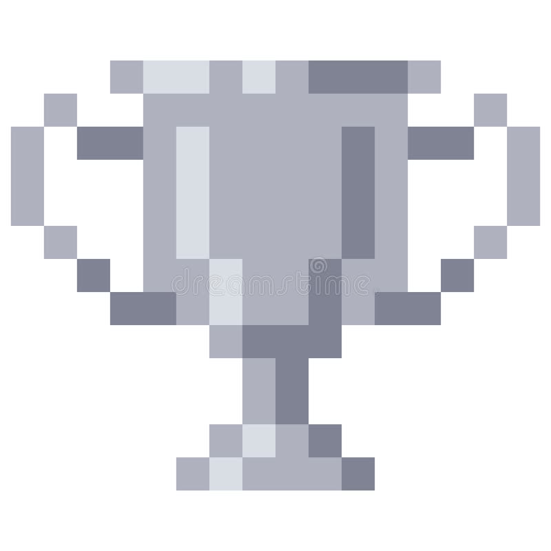 Pixel Silver Trophy Cup. Flat Cartoon Style. Vector Illustration. Stock ...