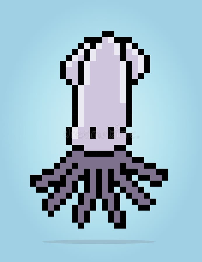 Pixel art squid ink jet stock vector. Illustration of vector - 280261171