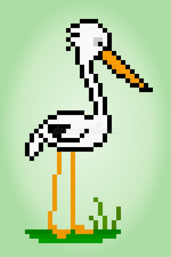 8 Bit Pixel of a Stork. Animal in Vector Stock Vector - Illustration of ...