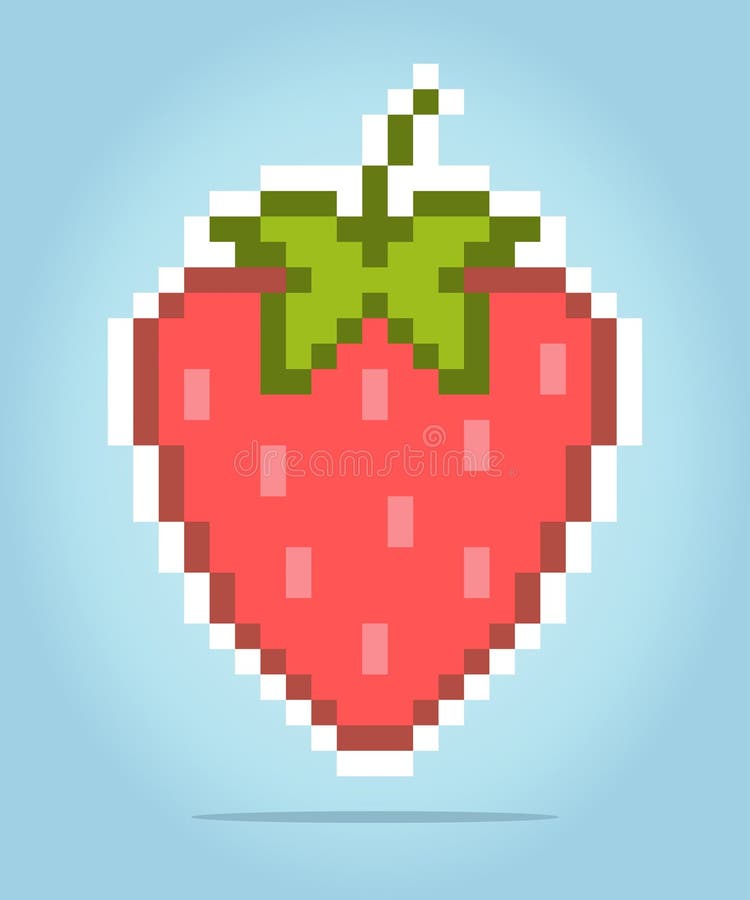 8 Bit Pixel of Strawberry. Fruits Pixel in Vector Stock Vector ...