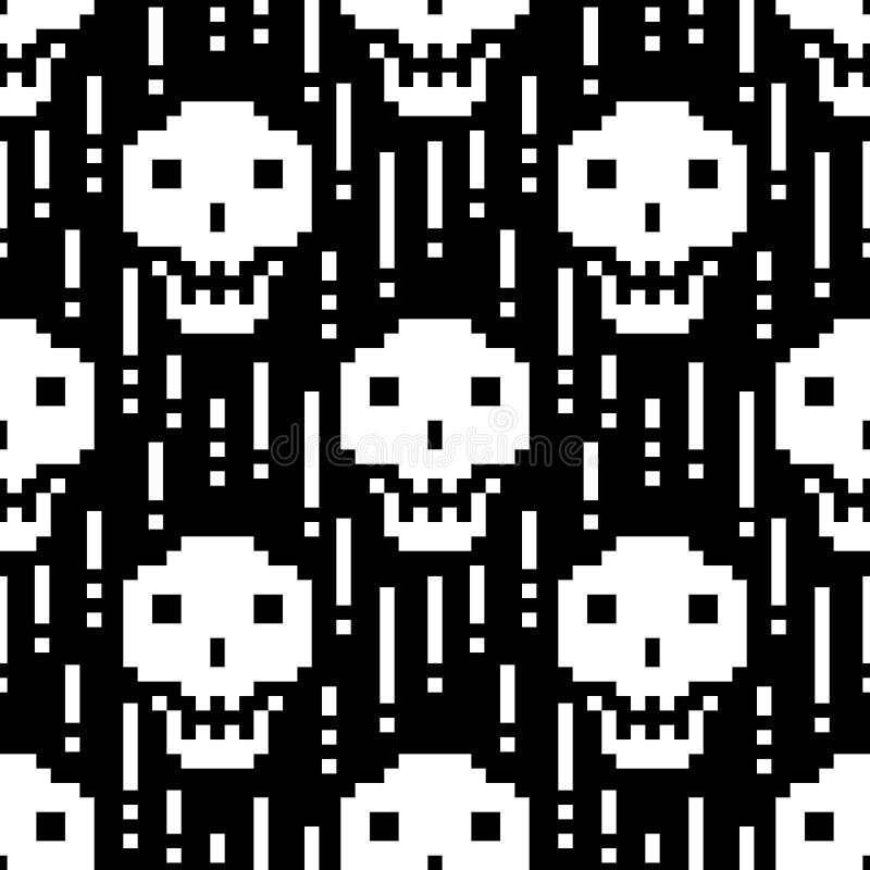 8 Bit Pixel Style Skulls Pattern Stock Vector - Illustration of ...