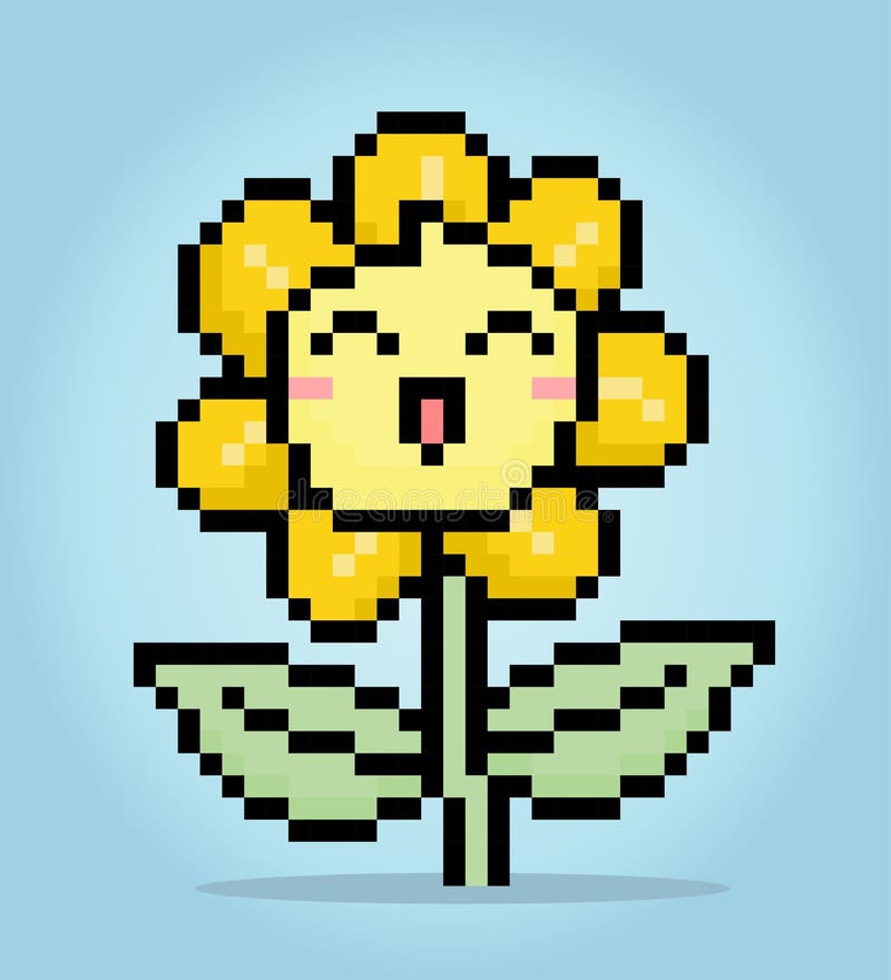 8 Bit Pixel of Sunflower Cartoon. Plant Pixel for in Vector Stock ...