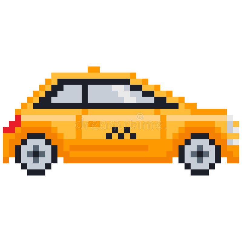 8 Bit Pixel Taxi Car. Vector Illustration for Game Assets and Cross ...