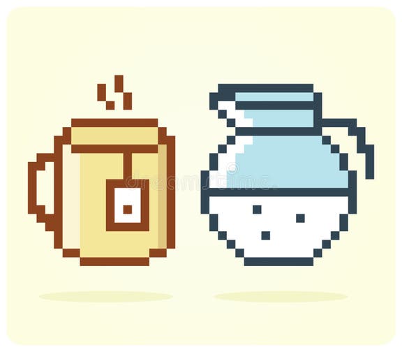 8 Bit Pixel Tea and Tea Pot in Vector Illustrations Stock Vector ...