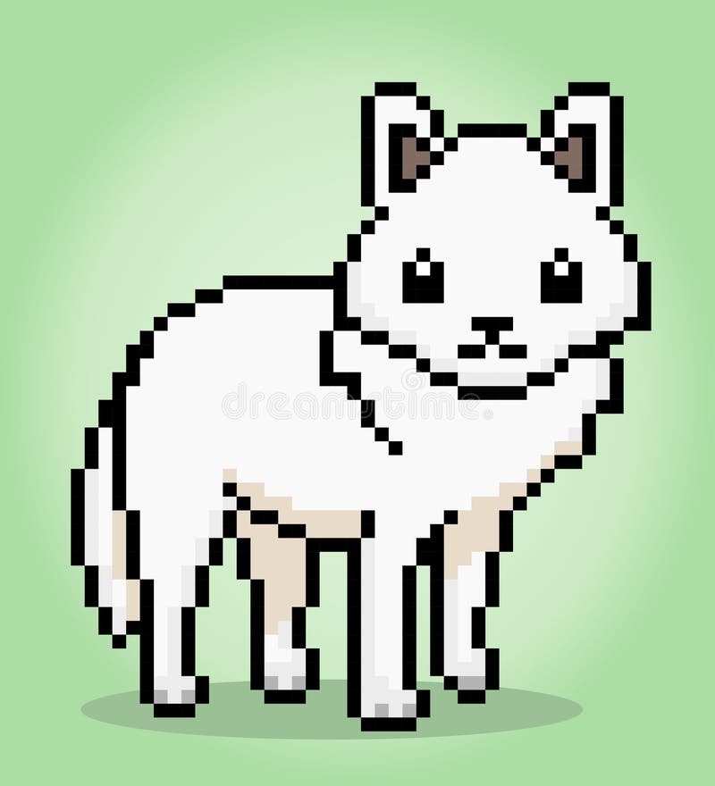 8-bit Pixel White Wolf. Animal in Vector Illustration Stock Vector ...