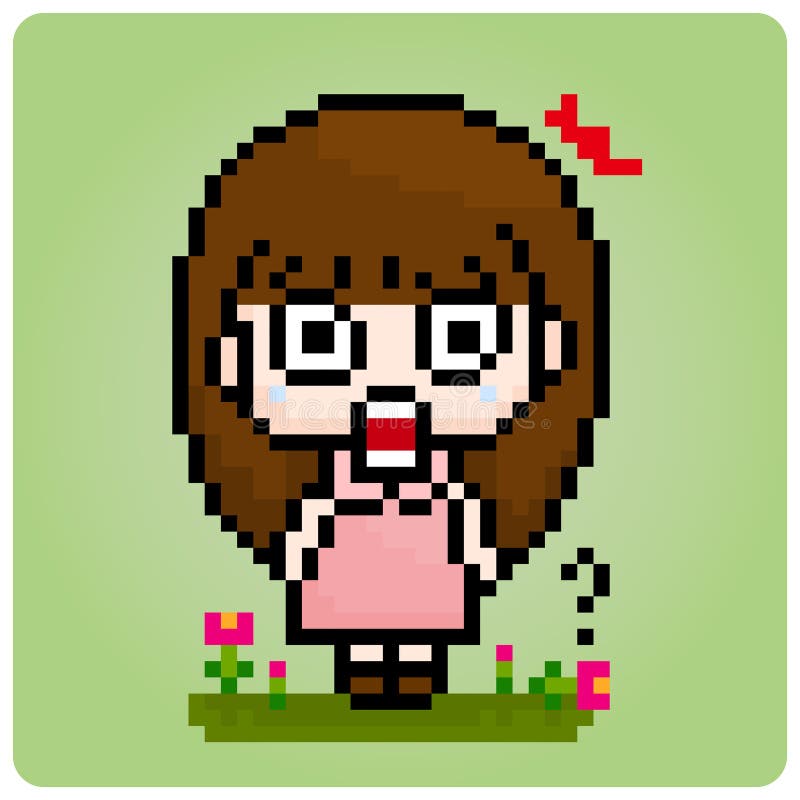 Surprised Girl in 8 Bit Pixel Art Stock Vector - Illustration of ...