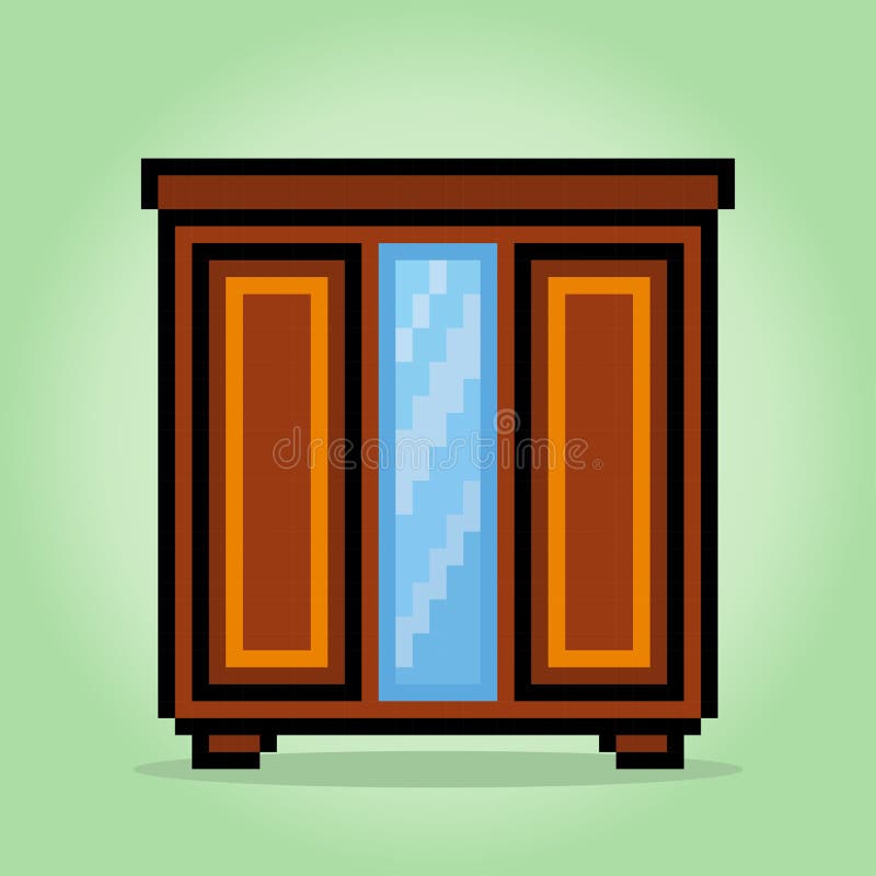 8 Bit Pixels the Wardrobe is Made of Wood Stock Vector - Illustration ...