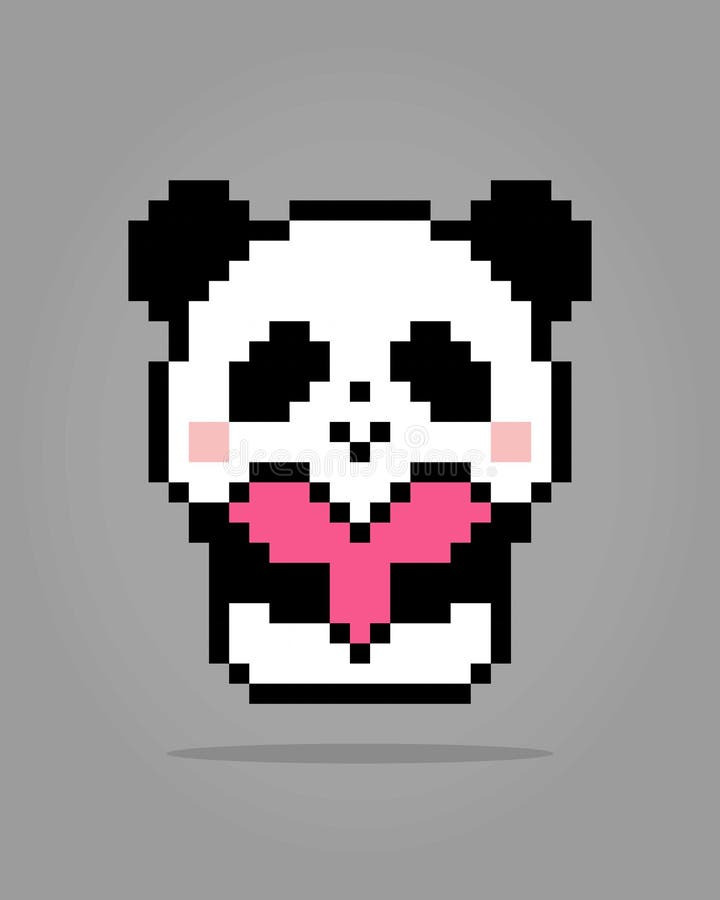 8 Bit Pixels Panda Holding Love in Vector Illustrations Stock Vector ...