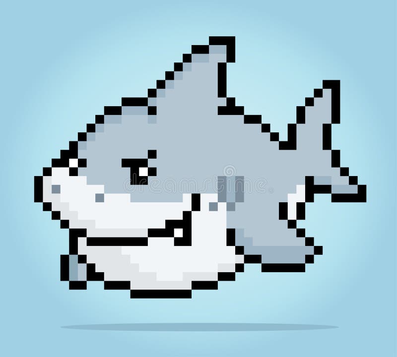 Pixel Shark Image. Vector Illustration Stock Vector - Illustration of ...