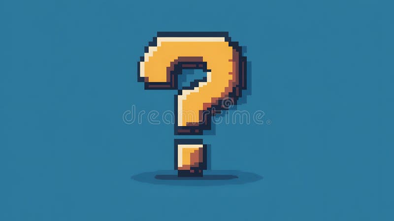 8-Bit Question Mark Symbol in Pixel Art Style Isolated on White ...