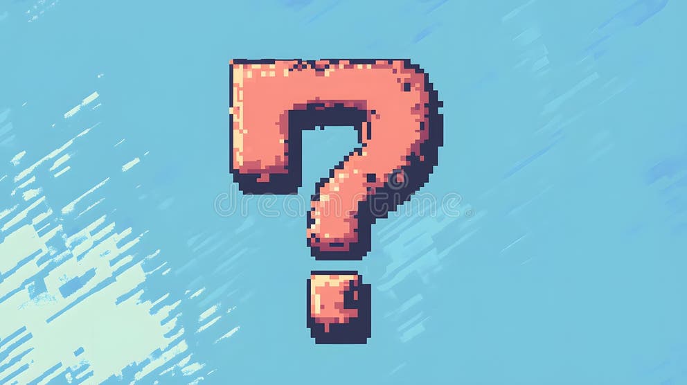8-Bit Question Mark Symbol in Pixel Art Style Isolated on White ...
