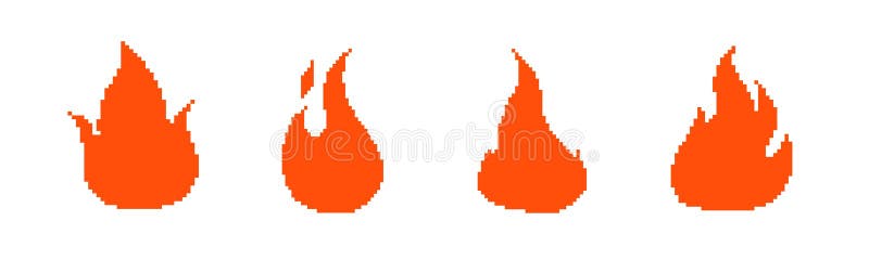 8bit Retro Game Fire Icon Flames . Pixel Flame Fire Stock Vector ...