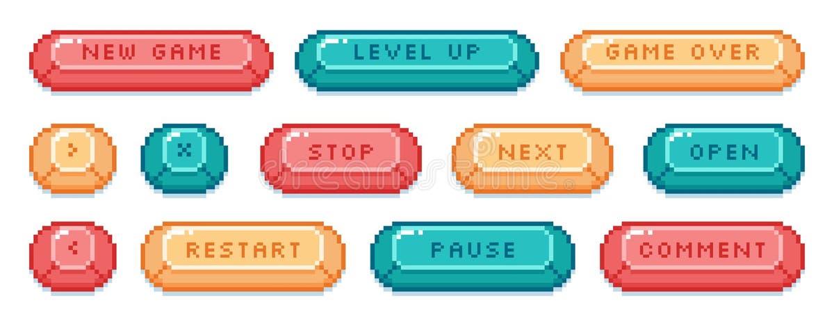 Pixel Art Buttons Pixel Stock Illustrations – 1,353 Pixel Art Buttons ...