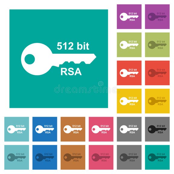 512 Bit Rsa Encryption Square Flat Multi Colored Icons Stock Vector ...