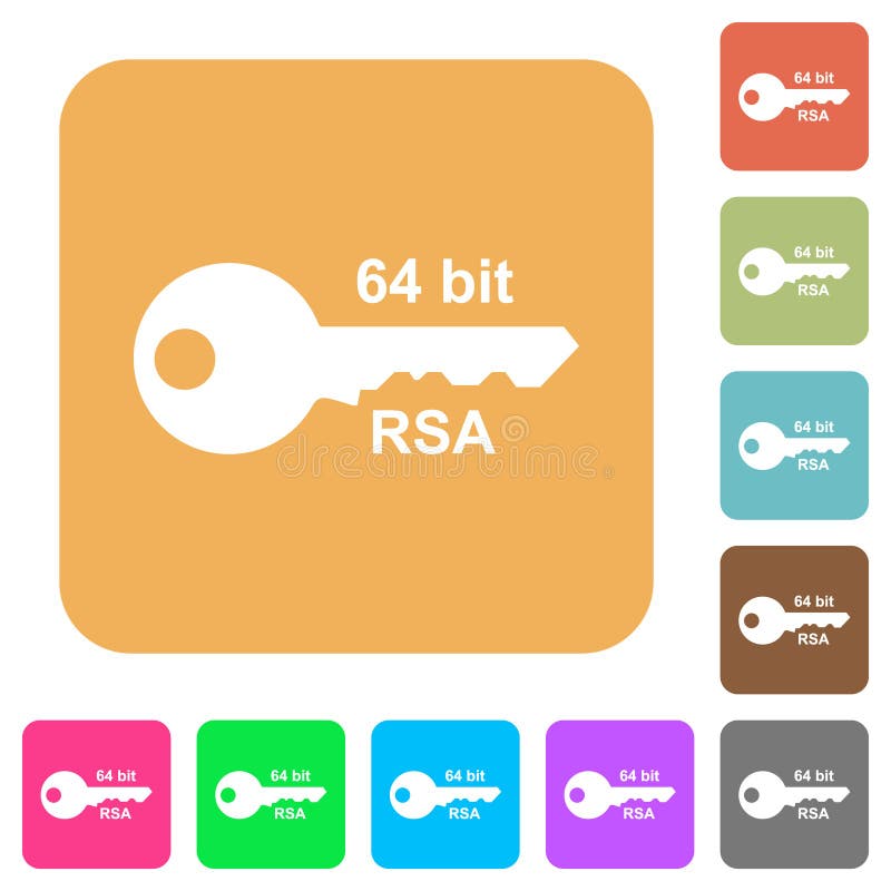 64 Bit Rsa Encryption Rounded Square Flat Icons Stock Vector ...