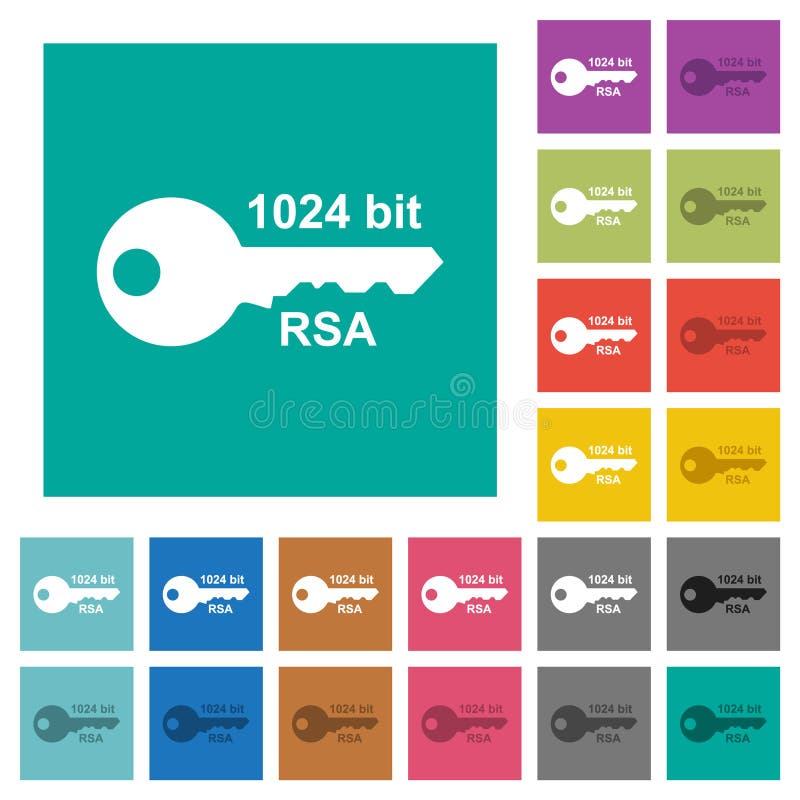 1024 Bit Rsa Encryption Square Flat Multi Colored Icons Stock Vector ...