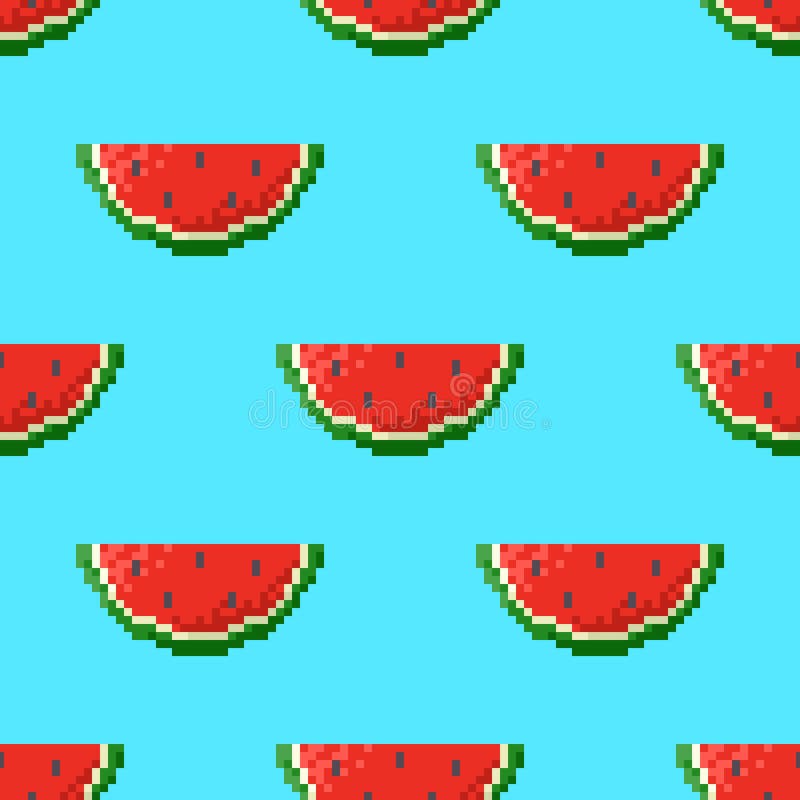 8 Bit Seamless Pattern with Refreshing Watermelon Slices. Background in ...