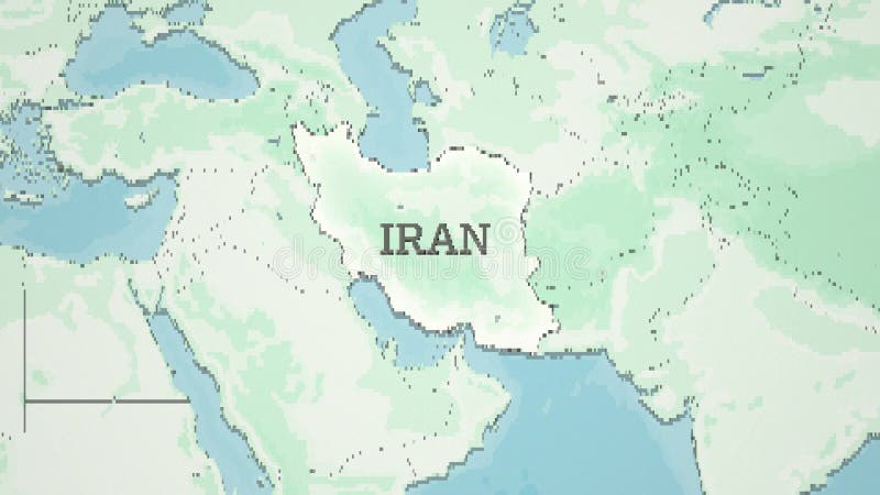 8-bit Style World Map with a Zoom of the Iran Stock Footage - Video of ...