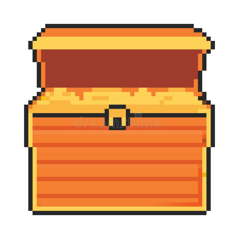 8 Bit Treasure Chest Icon. Pixel Art Object. Old School Computer ...