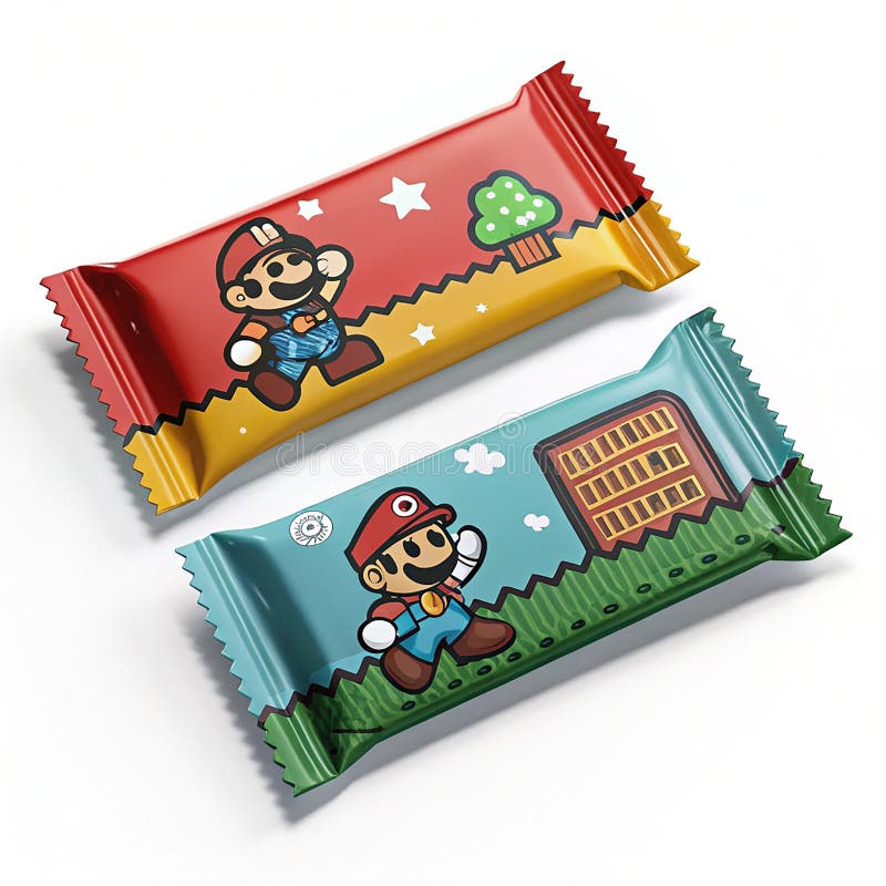 8-bit Video Game Candy Wrapper with Pixelated Design Stock Illustration ...