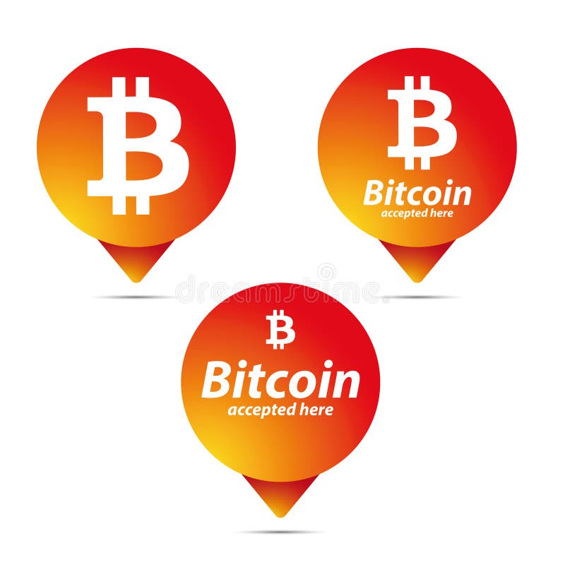 Bitcoin accepted here logo stock vector. Illustration of flat - 102280061