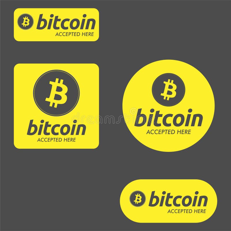 Bitcoin Accepted Here Payment Button Set Stock Vector - Illustration of ...