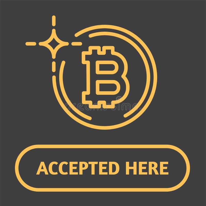 Bitcoin accepted here sign stock vector. Illustration of vector - 113297088