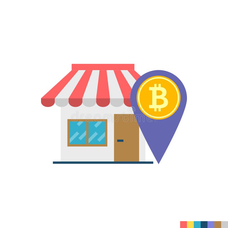 Bitcoin Accepted Shop Flat Icon Stock Vector - Illustration of money ...