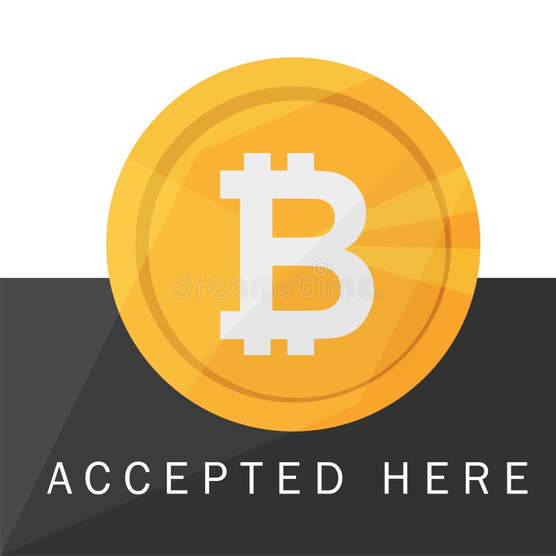 Bitcoin Accepted Sticker Icon Banner with Text Bitcoind Accepted Here ...