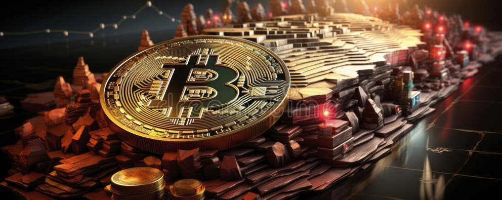 Bitcoin Amidst Ruby Gemstones Stock Image - Image of illuminated ...