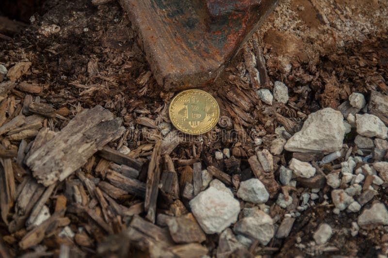 Bit coin on anvil stock photo. Image of economy, computing - 128274314