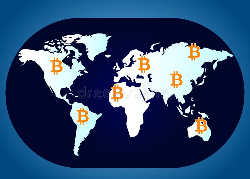 Bitcoin Around the World. Flat Style Design Stock Vector - Illustration ...