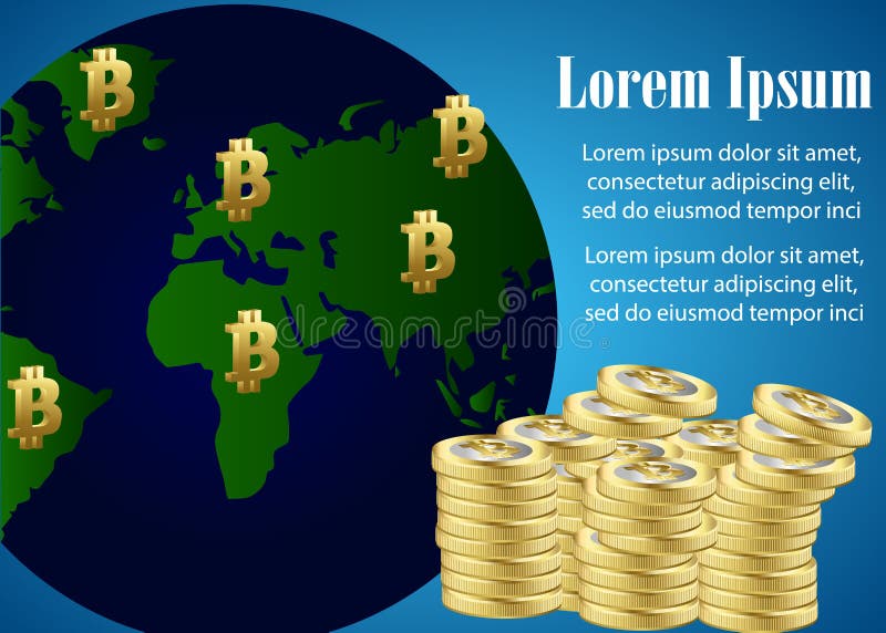 Bitcoin Around the World. Flat Style Design Stock Vector - Illustration ...