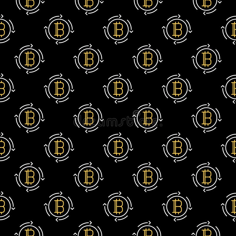 Bitcoin with Arrows Vector Crypto Currency Round Seamless Pattern in ...