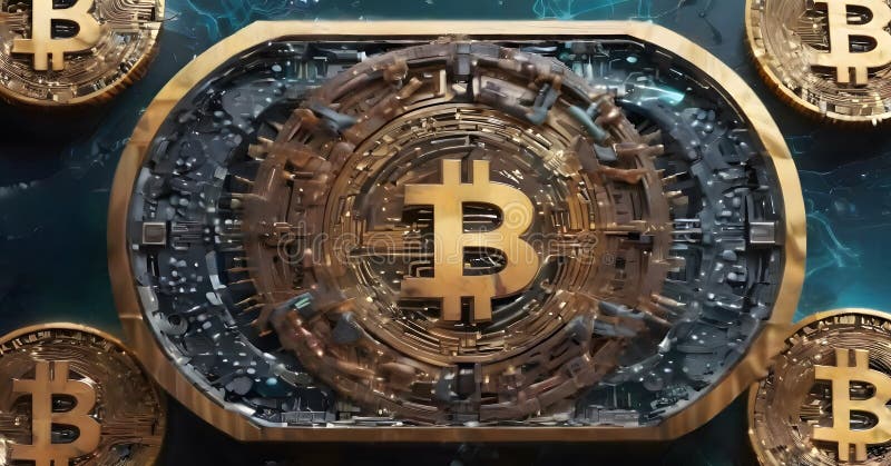 Bitcoin Artwork in Liquid Gold Stock Photo - Image of rendering, coin ...