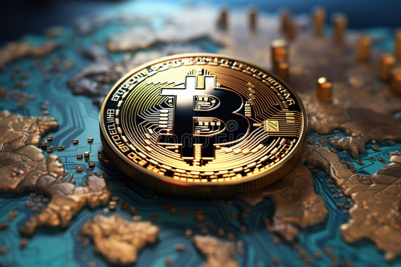 Bitcoin Backdrop Adorned with a Global Map, Illustrating Its Worldwide ...