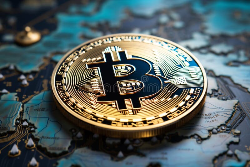 Bitcoin Backdrop Adorned with a Global Map, Illustrating Its Worldwide ...