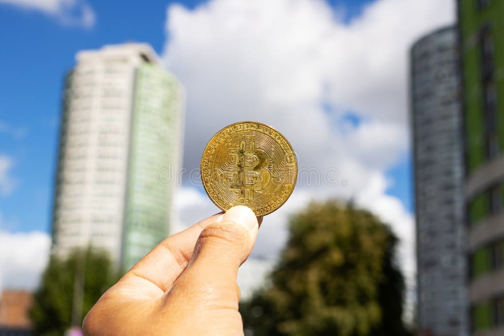 Bitcoin on Backdrop of Modern Tall Building Editorial Photo - Image of ...