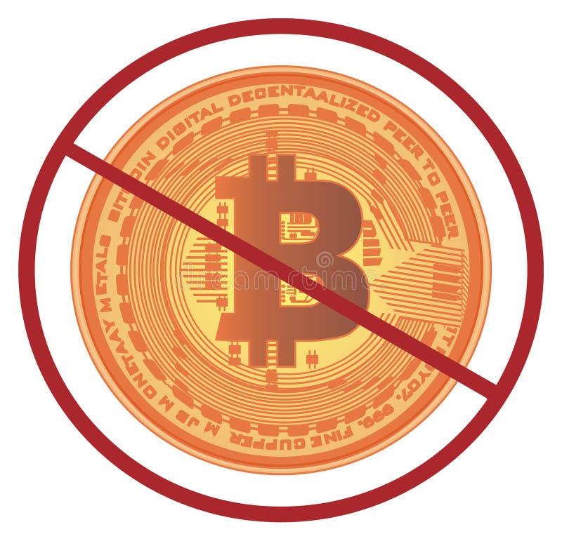 Bitcoin on ban stock illustration. Illustration of cyberspace - 109199912