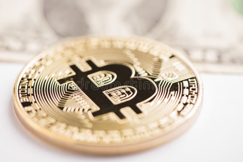 Bitcoin and banknotes stock photo. Image of industry - 65827234