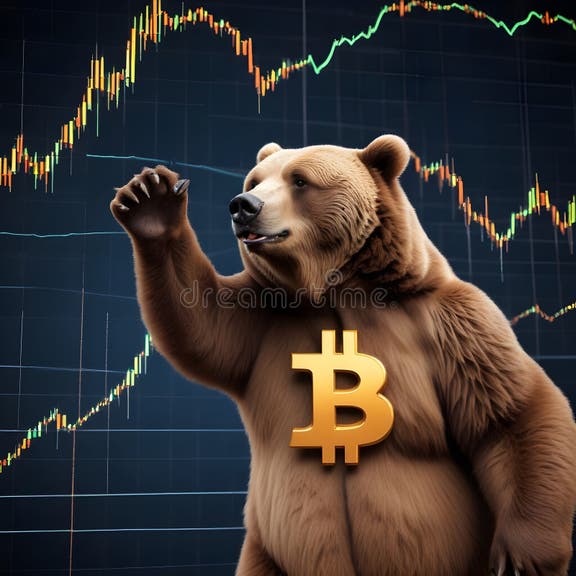Bitcoin with a bear stock illustration. Illustration of line - 318853644