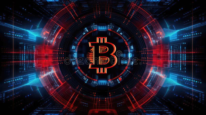 Bitcoin Big Data Cybersecurity Conceptual Background Blue Red Black ...