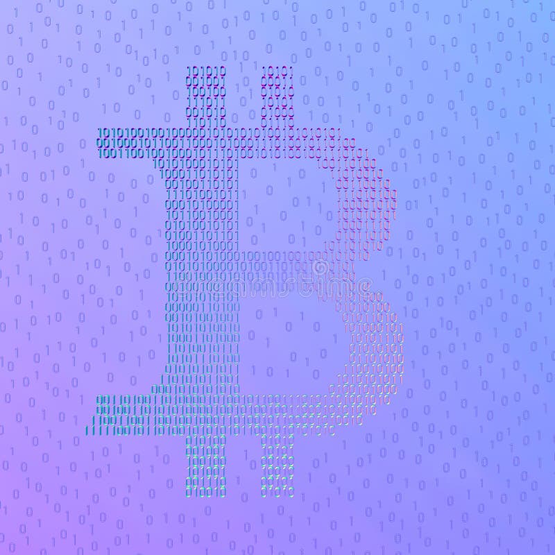 Bitcoin Formed by Binary Digits on Blue Background Stock Illustration - Illustration of computer ...