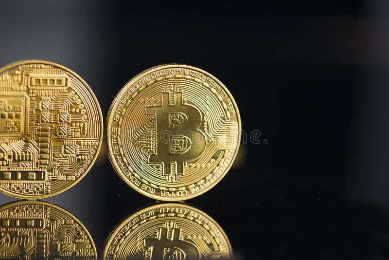 Bitcoin With Black Background Stock Photo - Image of cash, cyberspace ...