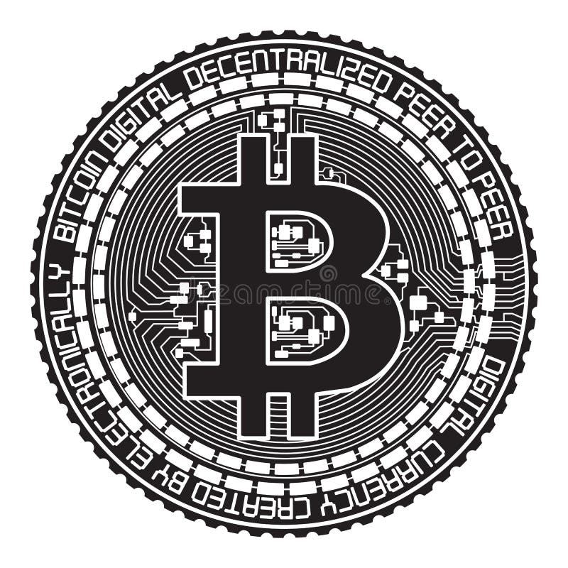 Bitcoin Black and White Vector Illustration Stock Vector - Illustration ...