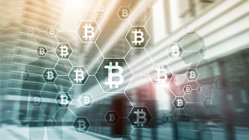 Bitcoin, Blockchain Concept on Server Room Background. Stock ...