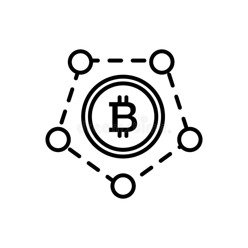 Bitcoin Blockchain Modern Technology Vector Illustration. Black Icon on ...