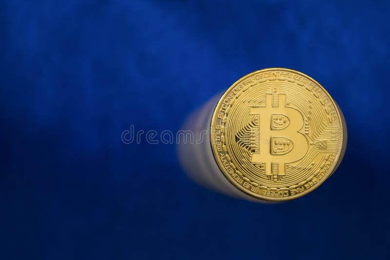 Bitcoin On A Blue Abstract Background Stock Image - Image of golden ...