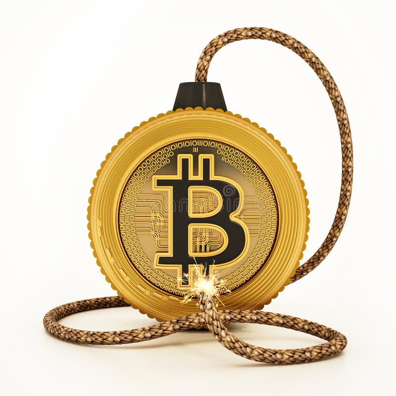 Bitcoin Bomb with Burning Fuse. 3D Illustration Editorial Stock Image ...